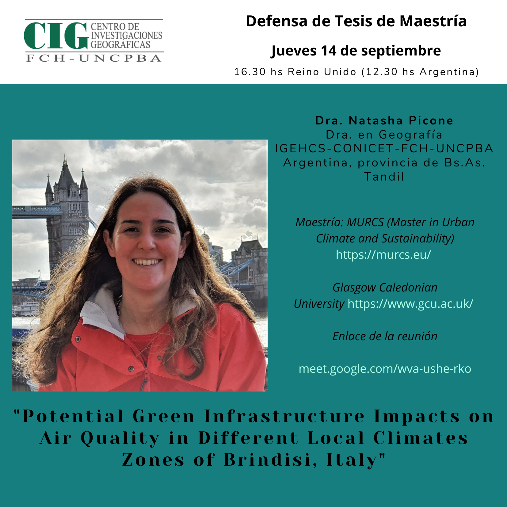 Defensa de tesis de Maestría – Centro de Investigaciones Geográficas